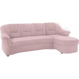 DOMO collection Ecksofa &raquo;Sarafina zeitlos und komfortabel, optional mit Federkern, L-Form&laquo; wahlweise mit Bettfunktion rosa Luxus-Microfaser (92% 