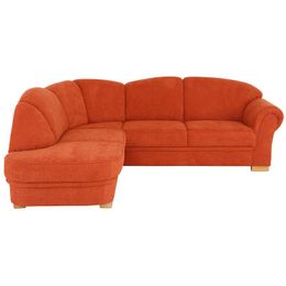 Home Affaire Ecksofa &raquo;Amrum L-Form&laquo; wahlweise mit Bettfunktion und Ottomane links/rechts orange Jacquard ( 100% Polyester );Struktur Blume (100% 