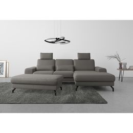 Sit & More sit&more Ecksofa &raquo;Cinturo L-Form&laquo; inklusive Sitztiefenverstellung und Federkern, Sitzh&ouml;he 45 cm grau