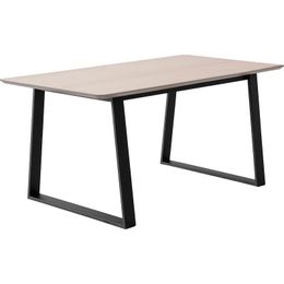 Esstisch &raquo;Meza Designtisch mit Auszugsfunktion und 2 Einlegeplatten&laquo; abgerundete Tischplatte MDF, Trapez Metallgestell beige Tischplatte: Wei&szlig; 