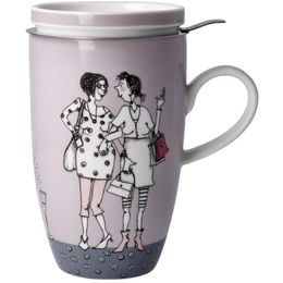 Goebel Tasse &raquo;Barbara Freundlieb&laquo; Teetasse mit Deckel/Sieb, Barbara Freundlieb - Ziemlich b. Freundinnen bunt Metall, Porzellan
