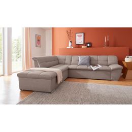 DOMO collection Ecksofa &raquo;Lagoa, moderne Sitzheftung, bequem und komfortabel, L-Form&laquo; wahlweise mit Bettfunktion, frei im Raum stellbar, gro&szlig;e 
