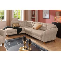 Home Affaire Ecksofa &raquo;Trondheim L-Form&laquo; mit Federkern beige Struktur weich ( 97% Polyester, 3% Baumwolle);Luxus-Microfaser ALTARA NUBUCK (100% 