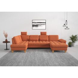 Sit & More sit&more Wohnlandschaft &raquo;Westham U-Form&laquo; wahlweise mit Bettfunktion, Bettkasten, Sitztiefenverstellung orange 90% Polyester 10%Polyamid