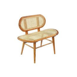 Sit zbank z- und R&uuml;ckenfl&auml;che mit Rattangeflecht beige Geflecht Rattan, Massivholz