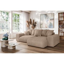 Home Affaire Ecksofa &raquo;LAKESIDE mit Bettfunktion und Bettkasten, B/T/H 257/166/84 cm&laquo; L-Form, Recamiere beidseitig montierbar, mit Wellenunterfederung 