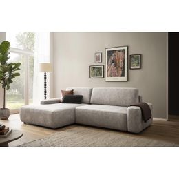 Home Affaire Ecksofa &raquo;TORGE (264cm), Schlafsofa in Cord, Samtvelours o Struktur fein, L-Form&laquo; Schlaffunktion, Bettkasten, Liegefl&auml;che: 125/210 cm 