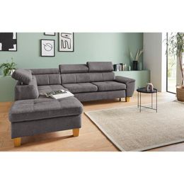 exxpo - sofa fashion Ecksofa &raquo;Enya, hoher Sitzkomfort, Breite 266cm, bequem, 12cm hohe F&uuml;&szlig;e, L-Form&laquo; mit Kopfteilverstellung, wahlweise Bettfunktion u