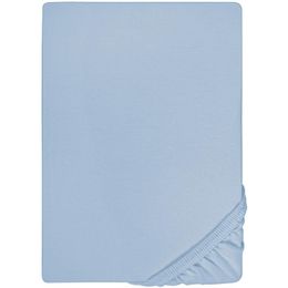 Biberna Spannbettlaken &raquo;Thea&laquo; aus Baumwolle, f&uuml;r Matratzen bis 25 cm H&ouml;he, Bettlaken, Spannbetttuch blau Jersey-Elasthan, Obermaterial: 97% Baumwolle, 3% 