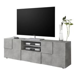 Home Affaire Lowboard &raquo;Dama Breite 181 cm, TV-Board 2 T&uuml;ren, 1 Schubkasten, TV-Schrank&laquo; Front in 3D-Optik, viel Stauraum, verschiedene Farben grau