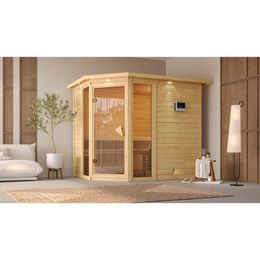Karibu Sauna &raquo;Sina 3&laquo; Set, Ofen 9 kW Bio externe Strg easy beige