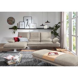 W.Schillig Ecksofa &raquo;broadway, Designsofa mit tollem Sitzkomfort, L-Form&laquo; Sitztiefenverstellung, Kopfteil- & Seitenteilverstellung, Breite 291cm braun 