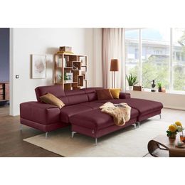 W.Schillig Polsterhocker &raquo;piedroo, Designsofa mit tollem Sitzkomfort, bequem, L-Form&laquo; F&uuml;&szlig;e in Silber matt rot Longlife Xtra-Leder Z69: Das feinnarbige
