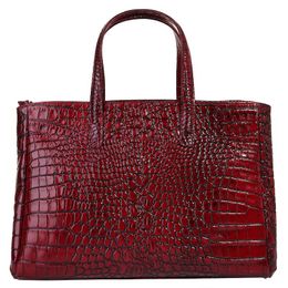 CLUTY Damen Henkeltasche echt Leder, Made in Italy rot