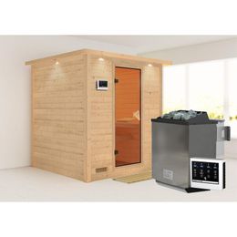 Karibu Sauna &raquo;Menja&laquo; Set, Ofen 9 kW Bio externe Strg easy beige
