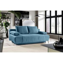 WERK2 Schlafsofa &raquo;Troya Bettsofa mit Bettkasten und Federkern, Breite 210cm&laquo; 2-Sitzer Sofa und Schlafcouch mit Federkern & Bettkasten blau 95% 