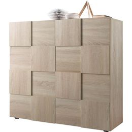Home Affaire Highboard &raquo;Dama H&ouml;he 111 cm, Breite 121 cm, Kommode 2 T&uuml;ren, Hochkommode&laquo; Front in 3D-Optik, viel Stauraum, verschiedene Farben braun