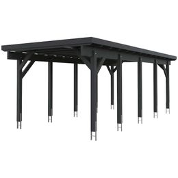 Kiehn-Holz Einzelcarport &raquo;KH 320 / KH 321&laquo; Massivholz 275 cm anthrazit Stahl-Dach, versch. Farben grau