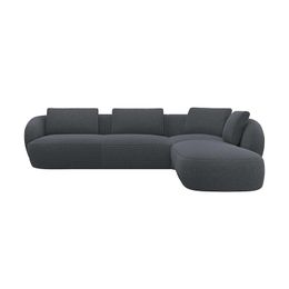 FLEXLUX Ecksofa &raquo;Torino, rund, L-Form, Sofa-Ecke mit Ottomane&laquo; Modernes, organisches Sofa-Design, Kaltschaum, Wellenunterfederung grau