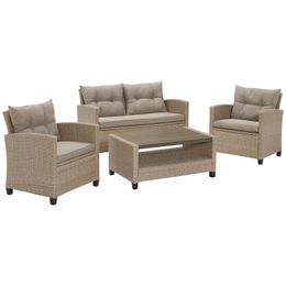Konifera Gartenlounge-Set &raquo;Lorca&laquo; Set, 2xSessel,2er Sofa,1xTisch 90x55x42,5cm,2x Hocker inkl. Auflagen, Stahl, 16 Stk. tlg. Polyrattan, Ablagefl&auml;che 