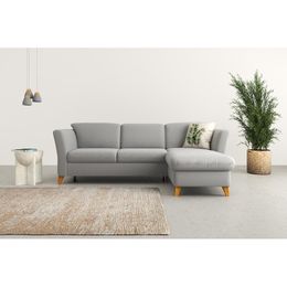 Home Affaire Ecksofa &raquo;Trelleborg L-Form&laquo; Federkern-Polsterung, wahlweise mit Bettfunktion und Bettkasten grau 100% Polyester