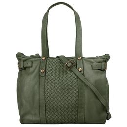 Samantha Look Damen Shopper echt Leder, Made in Italy gr&uuml;n