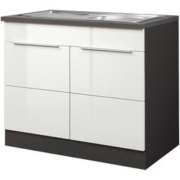 KOCHSTATION Sp&uuml;lenschrank &raquo;KS-Brindisi&laquo; 100 cm breit, inklusive Einbausp&uuml;le wei&szlig; Holzwerkstoff, MDF