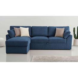 Home Affaire Ecksofa &raquo;Citry&laquo; Breite 246 cm, Chenille, Bettfunktion, Bettkasten, L-Form blau 100% polyester