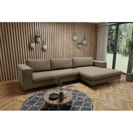 DOMO collection Ecksofa &raquo;Modica, zeitlos und elegant, L-Form&laquo; moderne Optik mit extrabreiter Recamiere, auch in Cord braun 100% Polyester