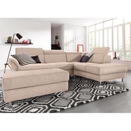 Sit & More sit&more Ecksofa &raquo;Avignon L-Form&laquo; inklusive Kopfteilverstellung, wahlweise mit Bettfunktion beige Struktur fein ( 100% Polyester);Struktur (100% 