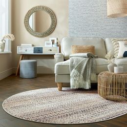 FLAIR RUGS Teppich &raquo;Camino&laquo; rund 8 mm H&ouml;he Flachgewebe, Skandi, Esszimmer, Wohnzimmer, Flur beige Kunstfaser