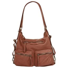 Samantha Look Damen Shopper echt Leder, Made in Italy braun
