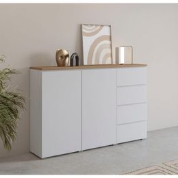 OTTO home Highboard &raquo;Modo, Breite 150 cm, moderne grifflose Kommode 2T&uuml;ren/4 SK&laquo; Schubladenkommode mit viel Stauraum, Einlegeb&ouml;den verstellbar wei&szlig; 
