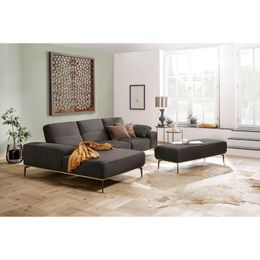 W.Schillig Ecksofa &raquo;run, Designsofa mit tollem Sitzkomfort, L-Form&laquo; mit Holzsockel, F&uuml;&szlig;e in Bronze pulverbeschichtet, Breite 299 cm grau Longlife Xtra