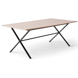 Esstisch &raquo;Meza Designtisch mit Auszugsfunktion und 2 Einlegeplatten&laquo; rechteckige Tischplatte MDF, gekreuztes Metallgestell beige Tischplatte: Wei&szlig; 