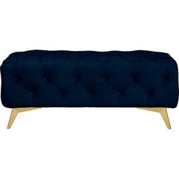 Home Affaire Polsterhocker &raquo;Glynis&laquo; aufw&auml;ndige Knopfheftung, moderne Chesterfield Optik, Fu&szlig;farbe w&auml;hlbar blau Struktur (100% Polyester);Samtoptik (