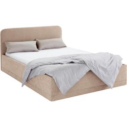 Westfalia Schlafkomfort Polsterbett inkl. Bettkasten bei Ausf&uuml;hrung mit Matratze beige Bezug Bett: wahlweise Microfaser (100% Polyester), Strukturstoff (77% Polyester, 23% 