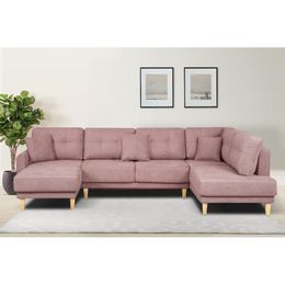 Home Affaire Wohnlandschaft &raquo;TRIPLO U-Form wahlweise mit Schlaffunktion, B/T/H: 310/192/90 cm&laquo; Schlafsofa, auch mit Bettkasten, Steppung im 