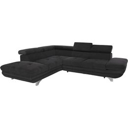 COTTA Ecksofa &raquo;Enterprise L-Form&laquo; mit Arm- & Kopfteilverstellung, wahlweise mit Bettfunktion schwarz Struktur (100% Polyester );Chenille (90% 