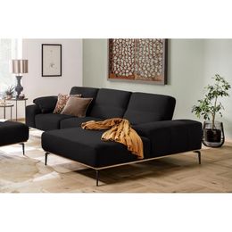 W.Schillig Ecksofa &raquo;run, Designsofa mit tollem Sitzkomfort, bequem, L-Form&laquo; mit Holzsockel, F&uuml;&szlig;e in Schwarz pulverbeschichtet, Breite 299 cm schwarz 