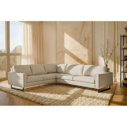 Home Affaire Ecksofa &raquo;Pinto, XXL, 250/290 cm, langer Schenkel, Ottomane&laquo; Cord, Chenille, Lederoptik, mit Keder, Metallf&uuml;&szlig;e, Wellenunterfederung 100% 