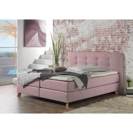 Home Affaire Boxspringbett &raquo;Cecina&laquo; in 5 Breiten, 3 Ausf&uuml;hrungen, 2 H&auml;rtegrade, Knopfheftung, Topper rosa Struktur fein (100% Polyester)