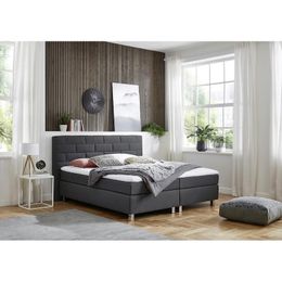 Westfalia Schlafkomfort Boxspringbett mit Topper grau Bezug Bett: Feinstruktur 100% Polyester;Bezug Bonnell-Federkernmatratze: 100% Polyester;Bezug Kaltschaummatratze: 100% 