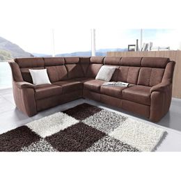 Sit & More sit&more Ecksofa &raquo;Basel L-Form&laquo; wahlweise mit Relaxfunktion braun Altara Nubuck , Luxus-Microfaser (100% Polyester;PRIMABELLE -Microfaser, Luxus-