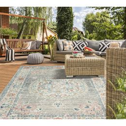 the carpet Teppich &raquo;Palma Orient&laquo; rund 4 mm H&ouml;he Outdoor moderner robuster In und Outdoor Teppich grau Polypropylen