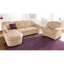 DOMO collection Ecksofa &raquo;Flores Schlafsofa, B/T/H: 233/142/86 cm, L-Form&laquo; wahlweise mit Bettfunktion, wahlweise mit Federkern, auch in Leder beige 