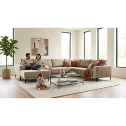 OTTO home Wohnlandschaft &raquo;OLAND U-Form, XXL, B: 342 cm, Skandi-Design&laquo; Skandi-Design in Struktur, Flachgewebe, Luxus-Microfaser, Boucle beige 100% 