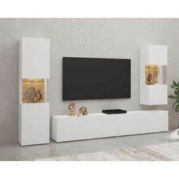 Home Affaire Wohnwand &raquo;Ava, Wohnzimmer-Set h&auml;ngend/stehend montierbar, Vitrine, Lowboard&laquo; braun