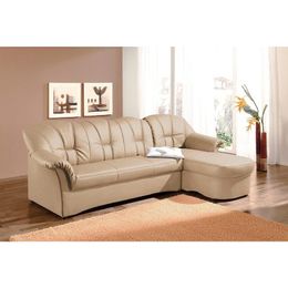 DOMO collection Ecksofa &raquo;Papenburg, zeitlose R&uuml;ckensteppung, elegante Formensprache, L-Form&laquo; in gro&szlig;er Farbvielfalt, wahlweise mit Bettfunktion beige 