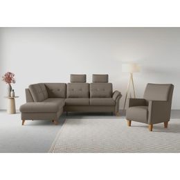 Sit & More sit&more Ecksofa &raquo;G&ouml;teborg&laquo; inkl. Sitztiefenverstellung, wahlweise mit Bettfunktion & Bettkasten braun
